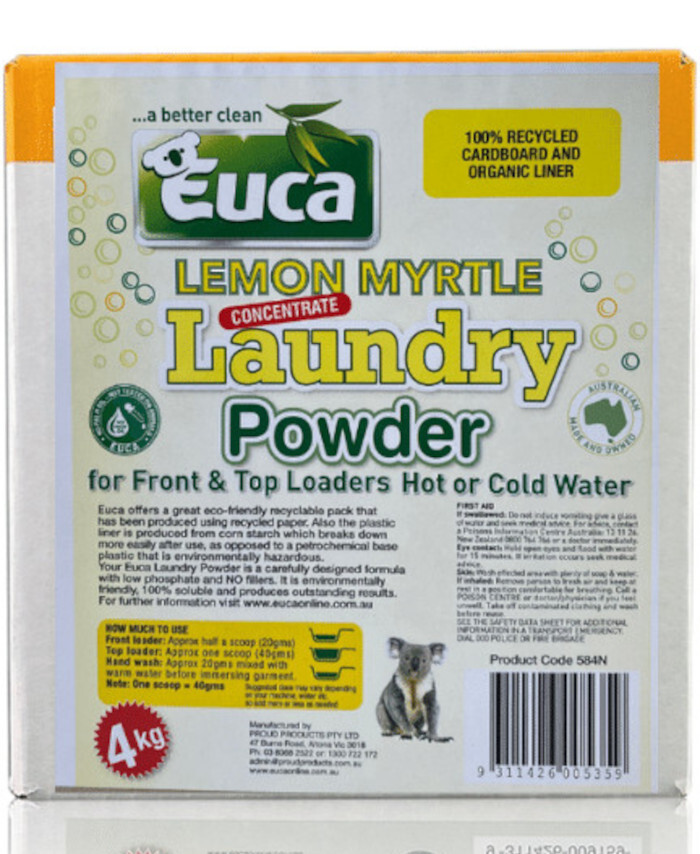 LAUNDRY POWDER LEMON MYRTLE 4KG BOX - Euca