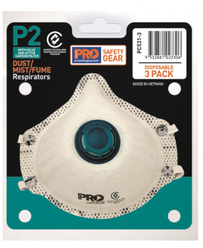 Respirator P2, With Valve and Carbon Filter 3 Piece Blister Pack ...