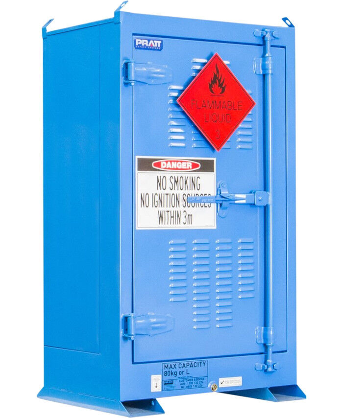 DANGEROUS GOODS OUTDOOR STORAGE CABINET:80L - 1 DOOR - 2 SHELVES - Pratt