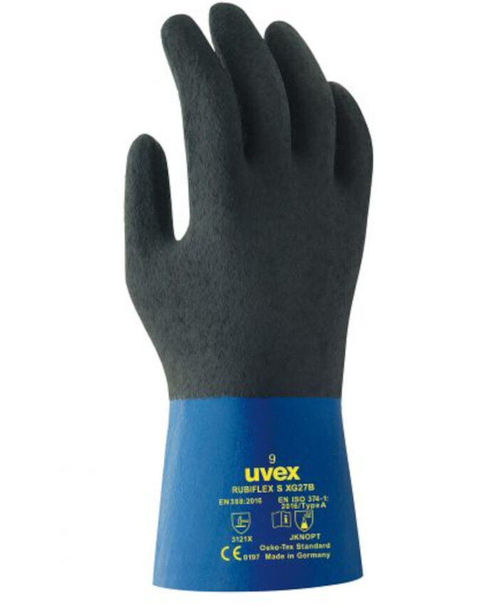 Rubiflex XG27B blue special NBR + XtraGrip palm coating Size 7 - Uvex ...